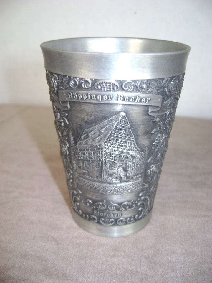 Zinn Becker Stuttgart VTG German Small Pewter Wine Cup Embossed ...