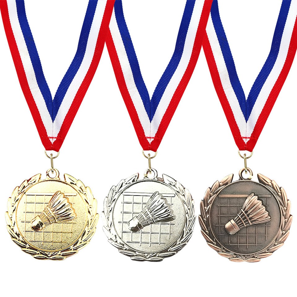 5cm Sports Medals with Neck Ribbon Badminton Medal Creative for Party ...