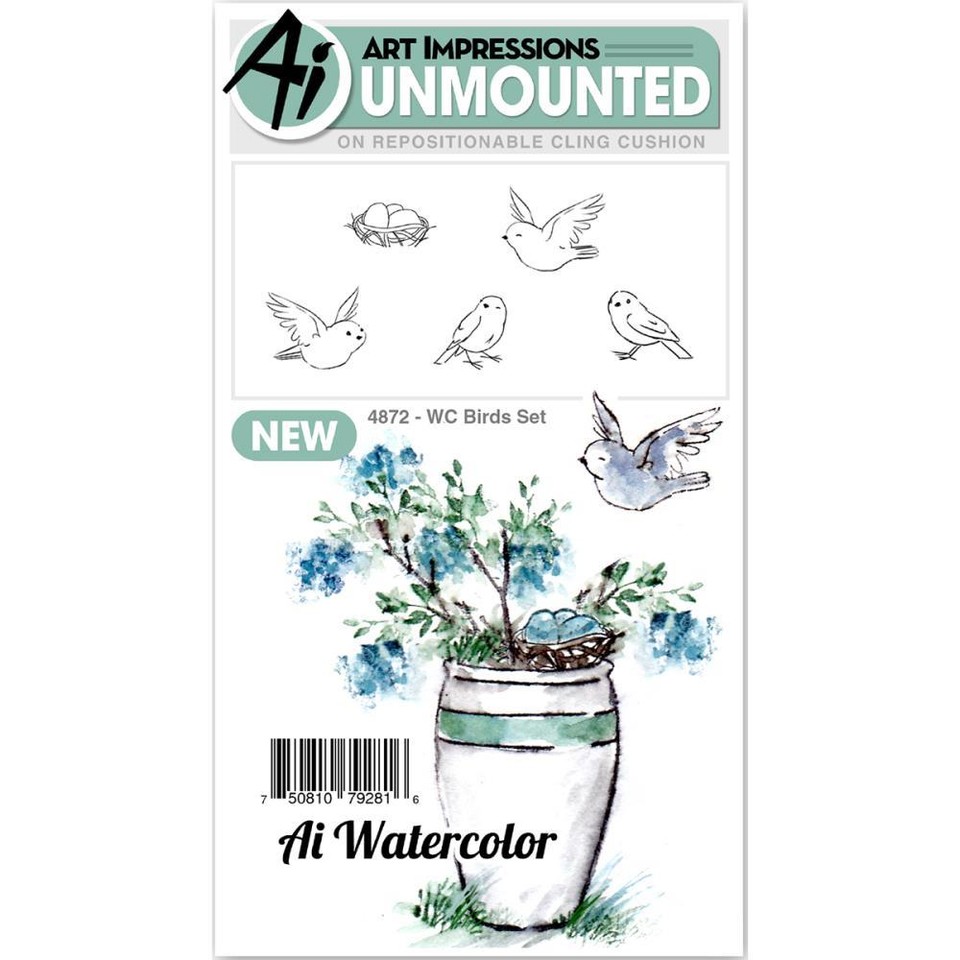 Art Impressions Watercolor Stamp Set Flowers Foliage, Trees, Birdhouse ...