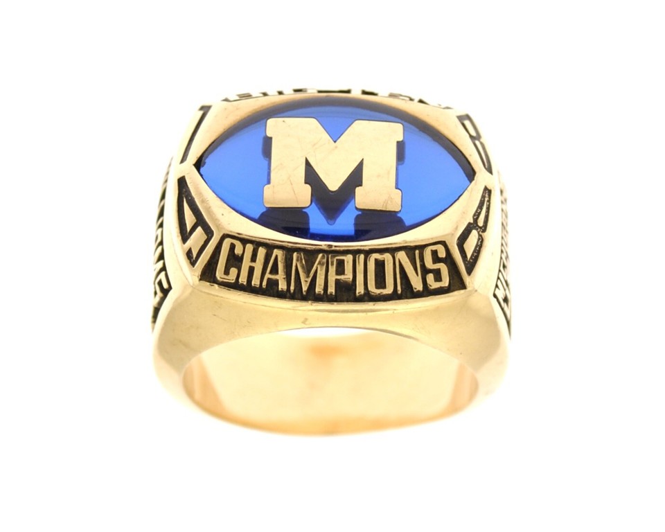 10K Yellow Gold U of M Wolverines 1988 Big 10 Championship Players Ring ...