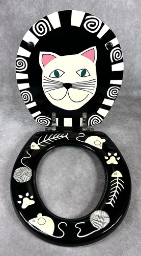 RARE Bemis Gallery Collection Cat Toilet Seat Hand Painted Discontinued ...