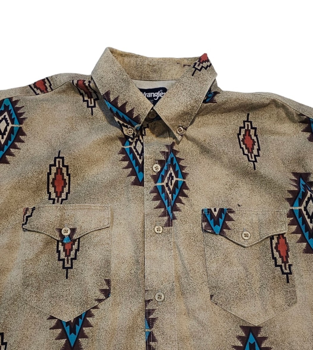 Vintage Wrangler Aztec Pattern Cowboy Cut Regular Fit… - Gem