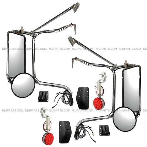 Door Mirror Stainless w/ Mount Bracket Black & LED light LH & RH Fit ...