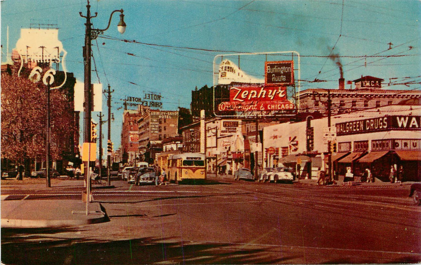 1950s Broadway Street Burlington Railroad Zephyr Sign, Denver, Colorado ...