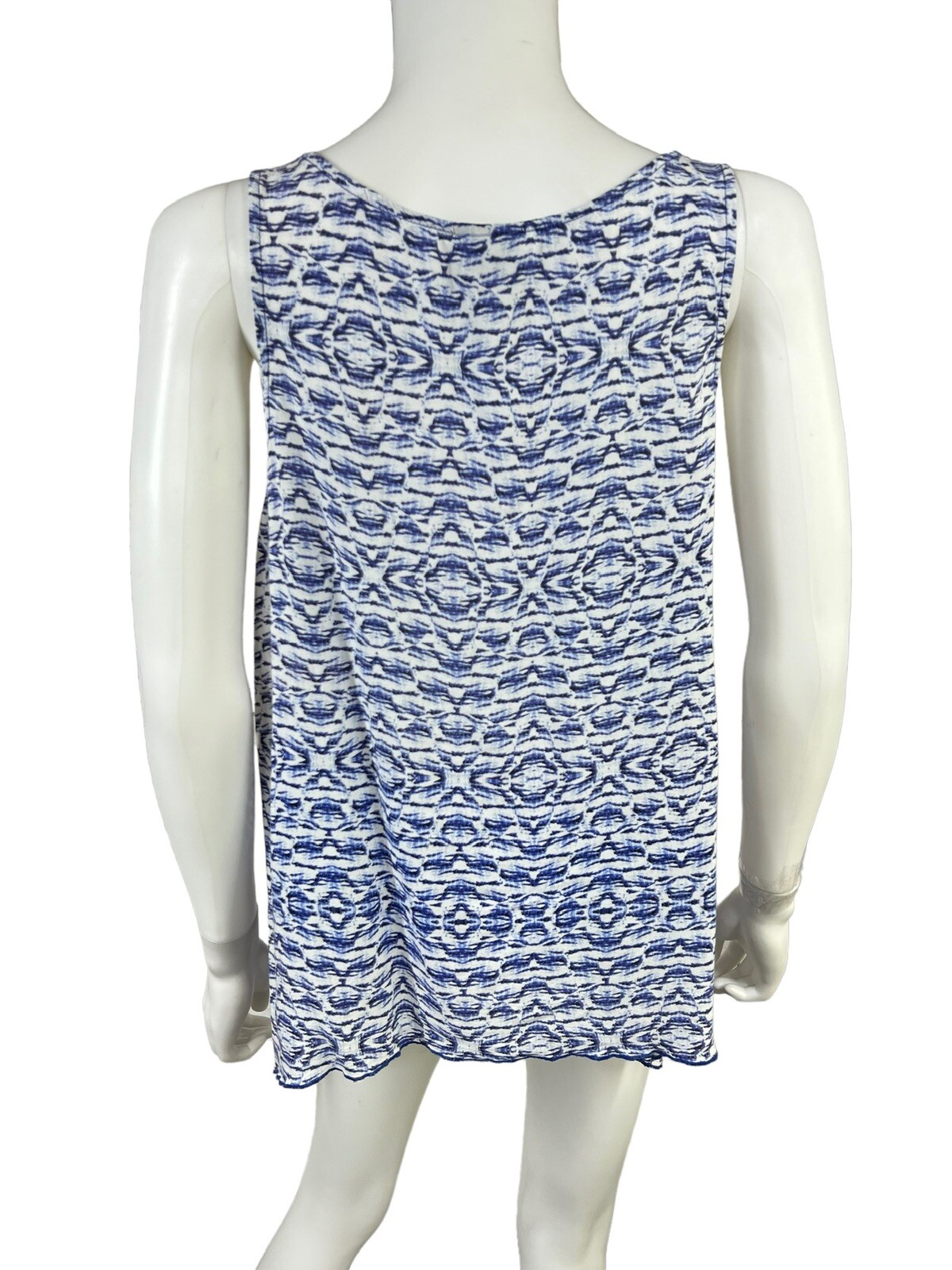 Como Vintage Women Tank Top Blue Ivory Sleeveless Blouse Rayon XL | eBay