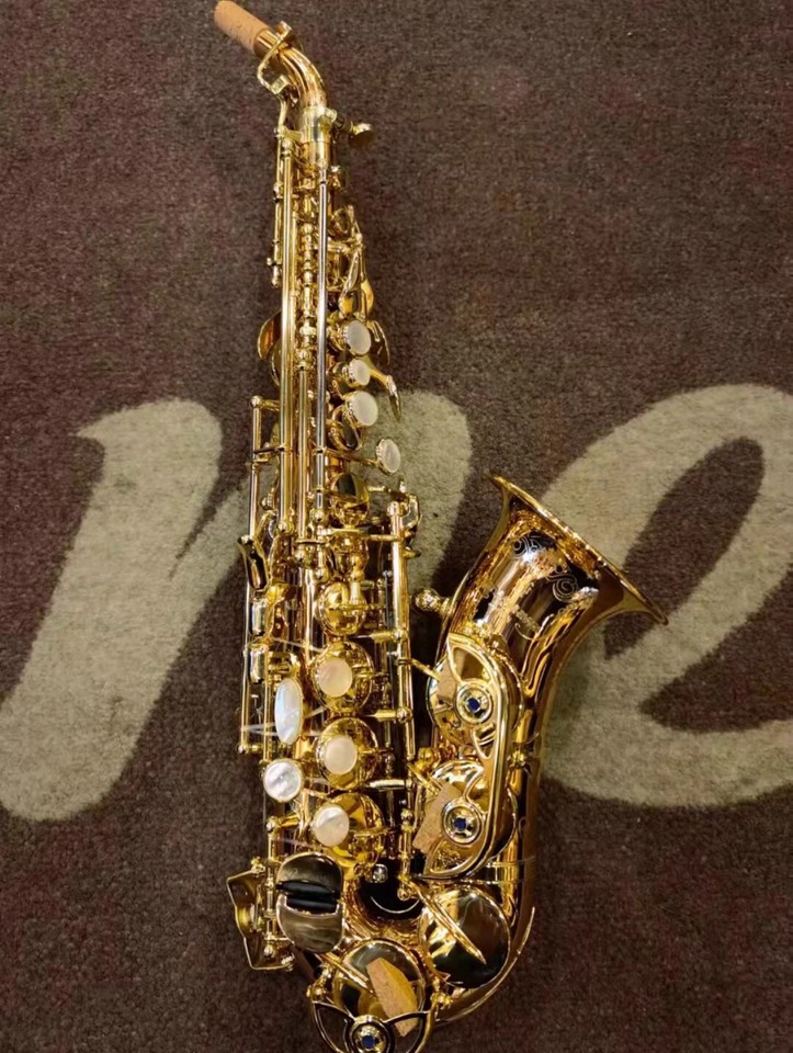 Japan SCWO10 curved soprano saxophone B-key lacquered gold sax soprano ...