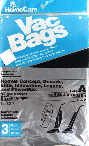Hoover Vacuum Bags Concept Decade Elite Type A Singer Upright SUB-3 ...