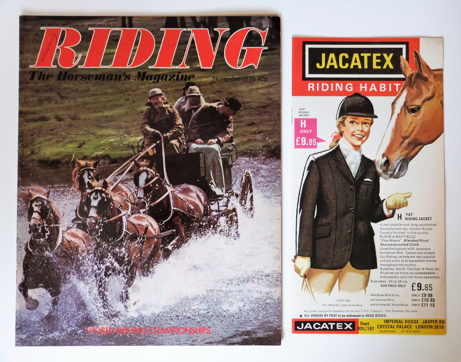 Vintage RIDING Magazine & Jacatex Booklet: Nov 1976, World Driving ...