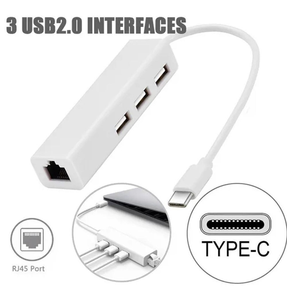 USB Type C to Ethernet RJ45 Network LAN Adapter Converter Cable Hub For ...