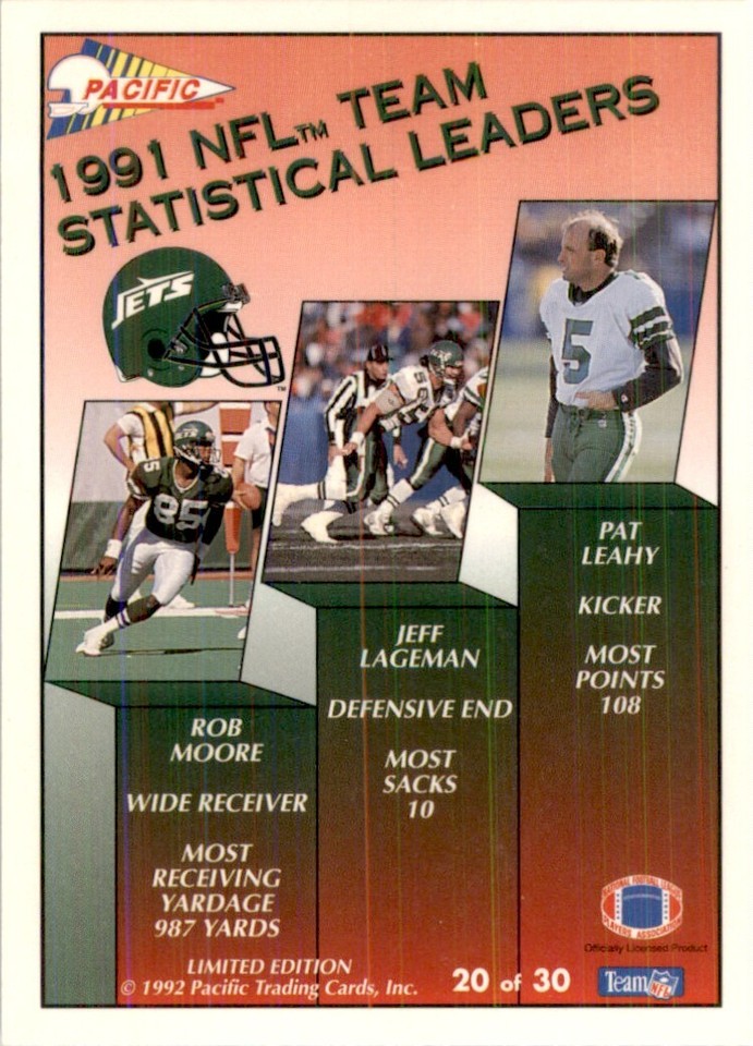 1992 Pacific Statistical Leaders Terance Mathis New York Jets #20 | eBay