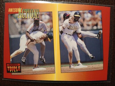 DAVE HENDERSON & JERRY AWESOME ACTION 1992 DONRUSS TRIPLE PLAY BASEBALL ...