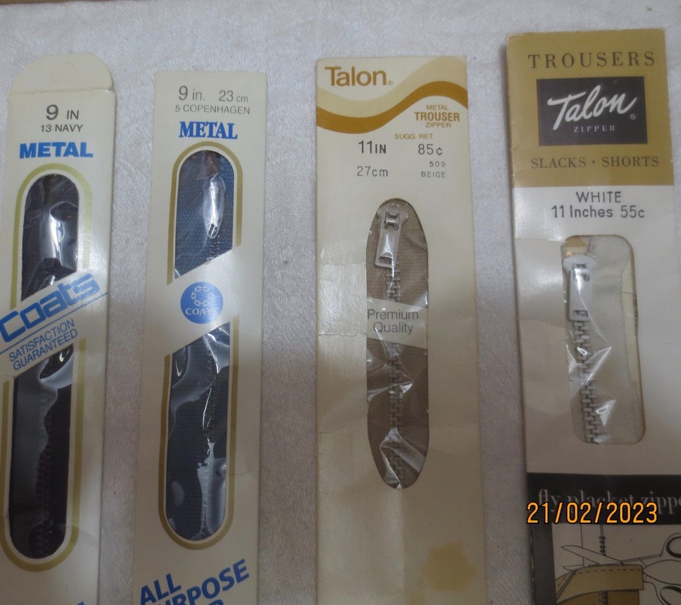 4 NOS Vintage Zippers Talon 11” Metal Trouser Slacks Beige White ...
