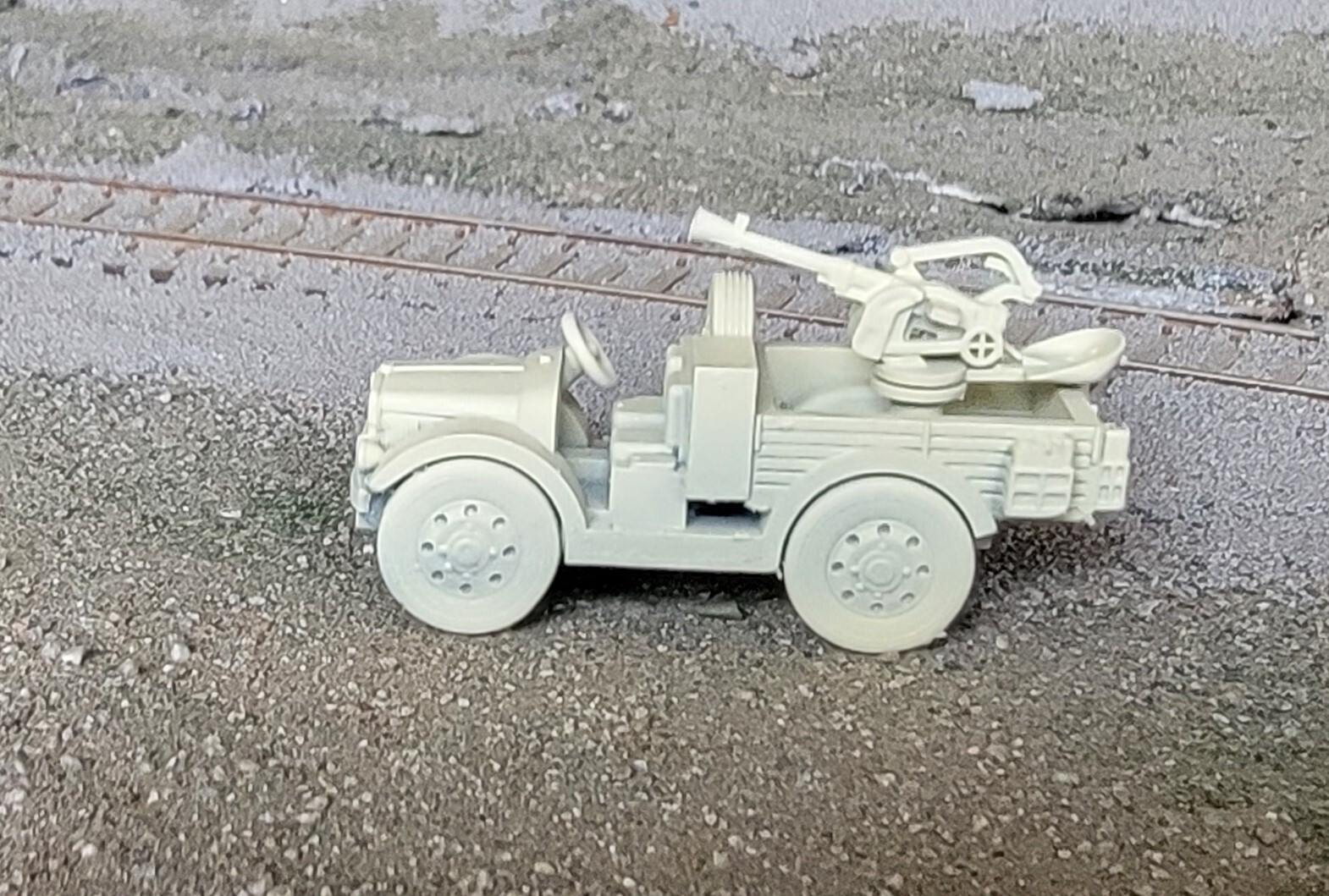 One 1/87 HO scale WW2 Italian AS 37 light truck w/20mm Breda AA gun ...