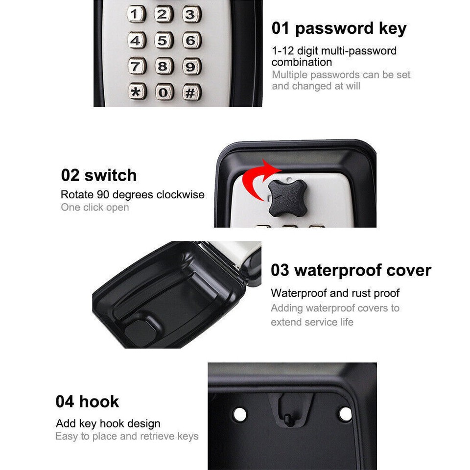 Key Safe Wall Mounted Police Approved Key Lock Box Outdoor Large Key ...