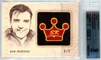 2009 SPORTKINGS BOB MATHIAS LOGOS 1/1 #46 - GRADED BGS MINT 9 - SK LOGO ...