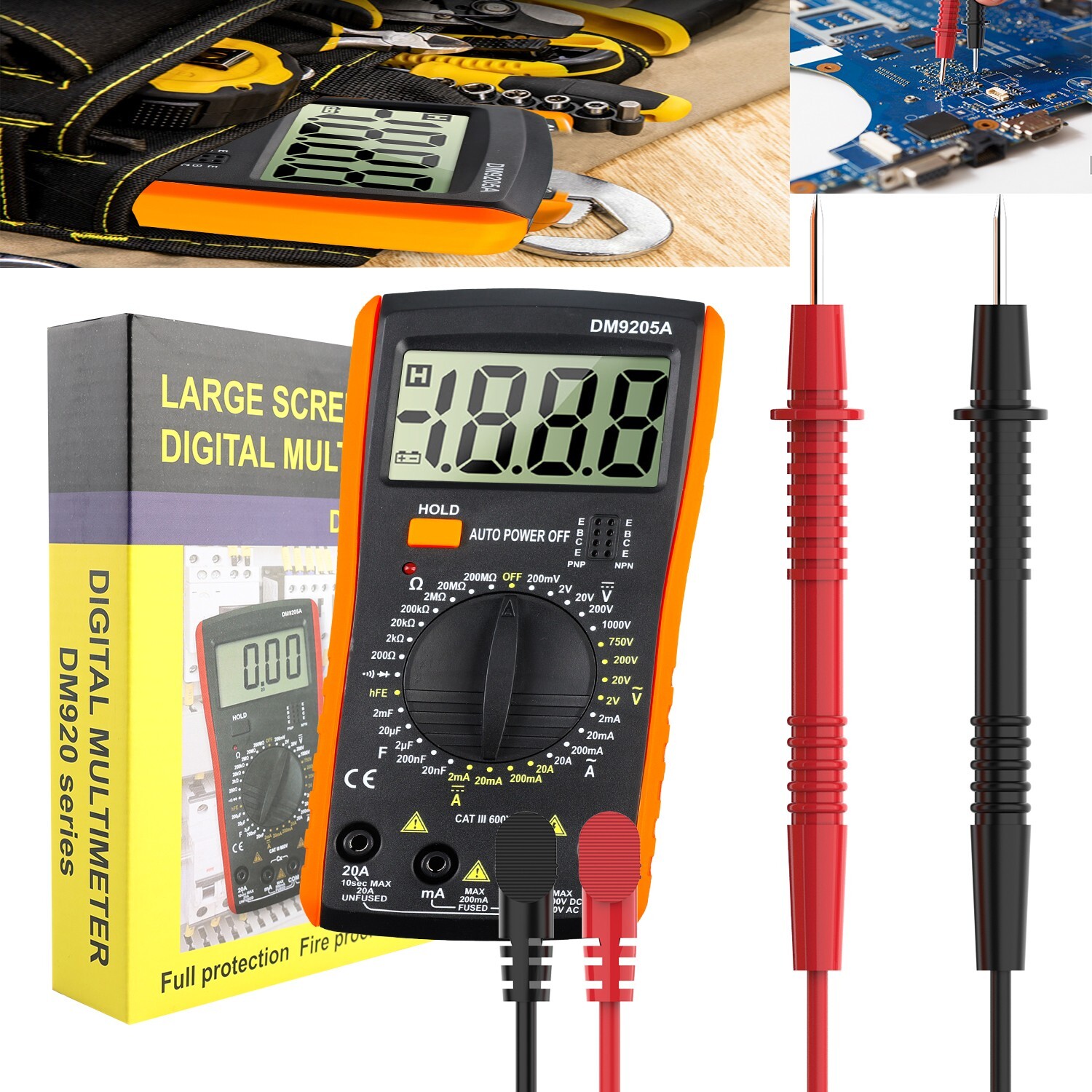 Digital Multimeter Voltmeter Ammeter Ohmmeter AC DC LCD Volt Tester ...
