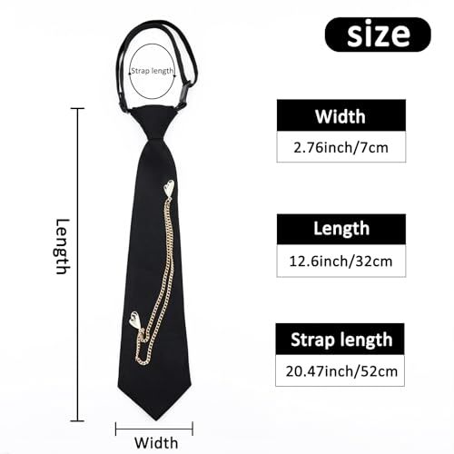 Ties for Women Men, Punk Metal Chain Necktie Pre-Tied Love Shape-gold ...
