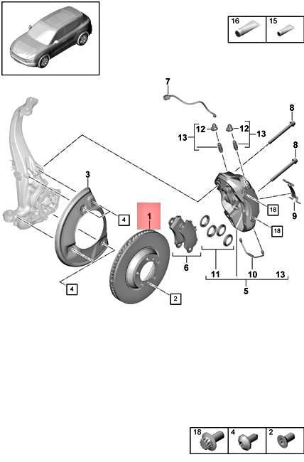 Genuine PORSCHE Cayenne 9YA Brake Disc Left Front 9Y0615301 | eBay