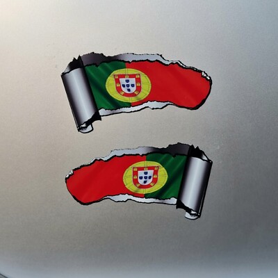 2x Portugal Portuguese Flag Ripped Metal Slash Vinyl Sticker Decal ...
