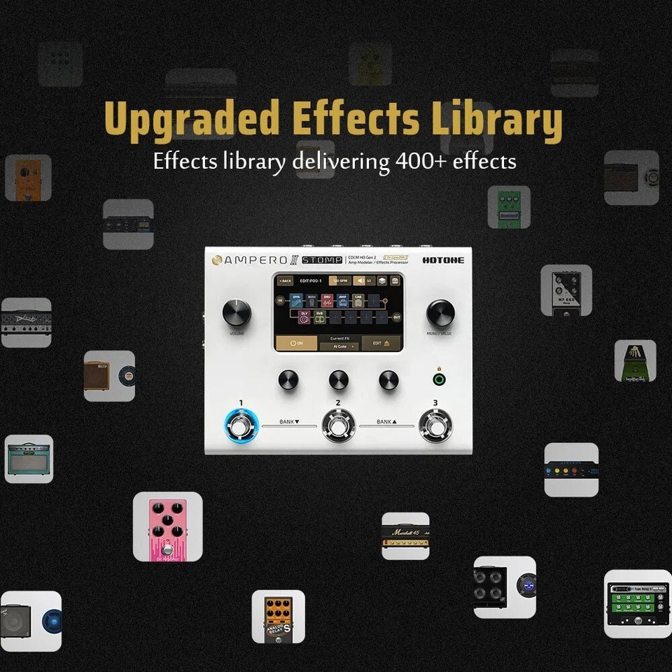 HOTONE Ampero II STOMP MP-300 Multi-effects Processor CDCM HD Effects ...