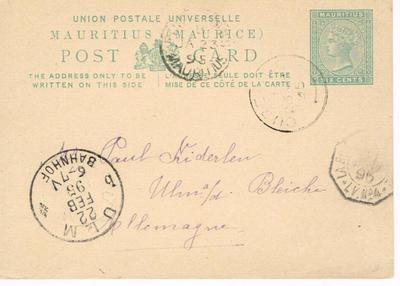 Mauritius Postal Card HG:3 Curepipe 23/JA/95 to Germany via Port Louis ...