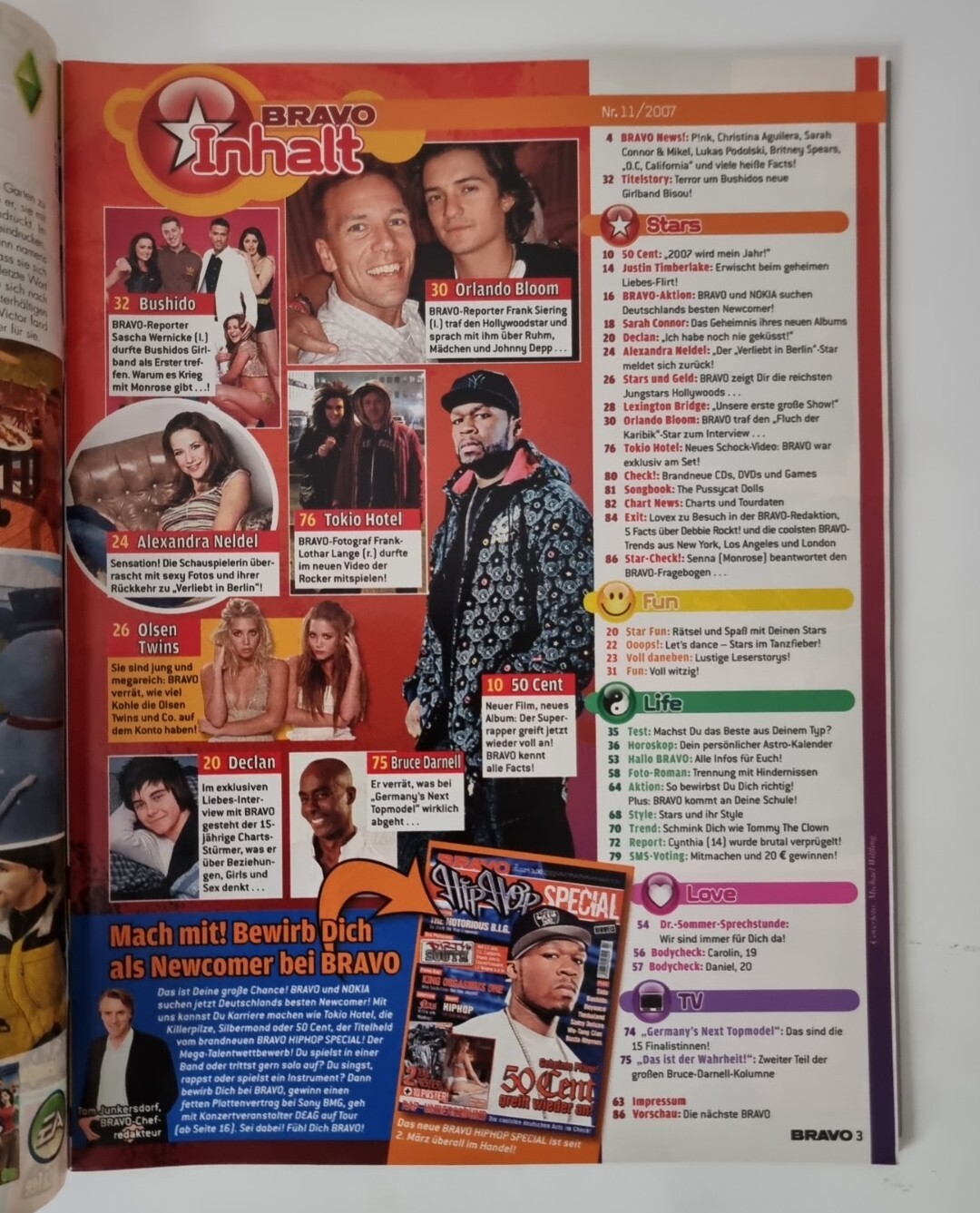 Bravo 11 + Extra vom 7.3.2007 Bushido / Tokio Hotel / LaFee / A.Neldel ...