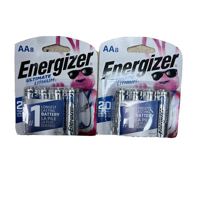 LOT OF 16 Energizer Ultimate Lithium AA Batteries, 2 Packs, 2x8=16 EXP ...