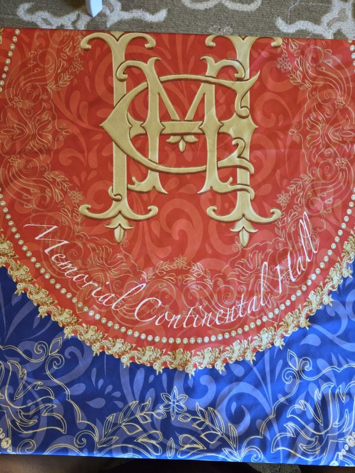 Vtg DAR Memorial Contential Hall Medallion Large Scarf Shawl Red Blue ...