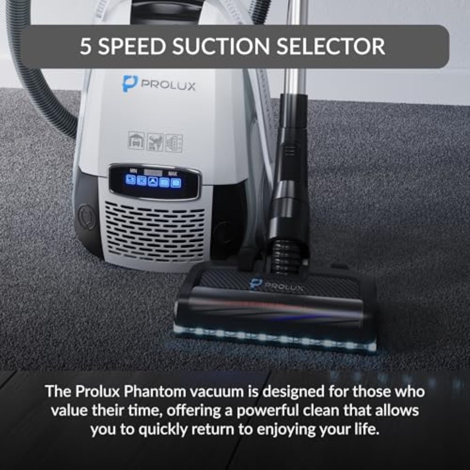 Prolux Phantom Bagged Canister Deep Cleaning PET Vacuum with Powerhead ...
