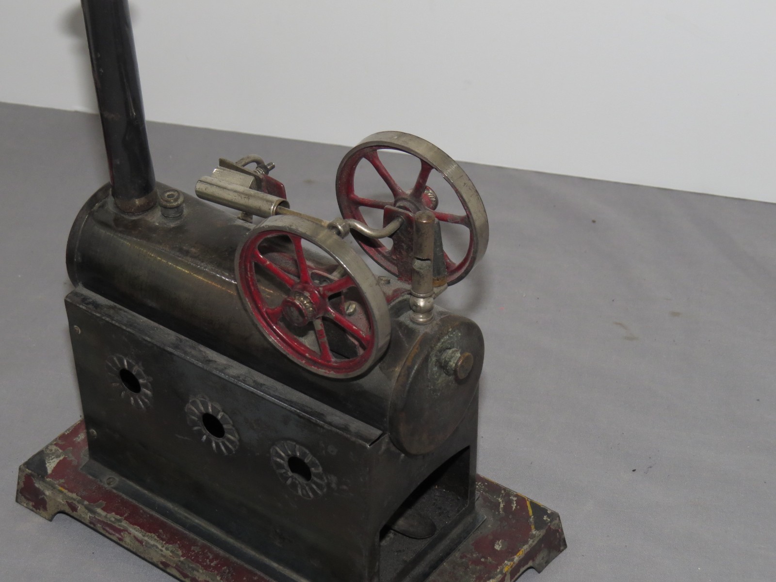 Vintage Josef Falk Live Steam Engine Twin Flywheel Toy original paint ...