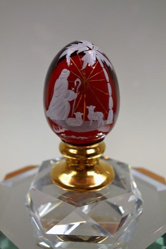 FENTON EGG RUBY RED 14K GOLD Shepherd w Sheep #d 348 5140SD MIB ...