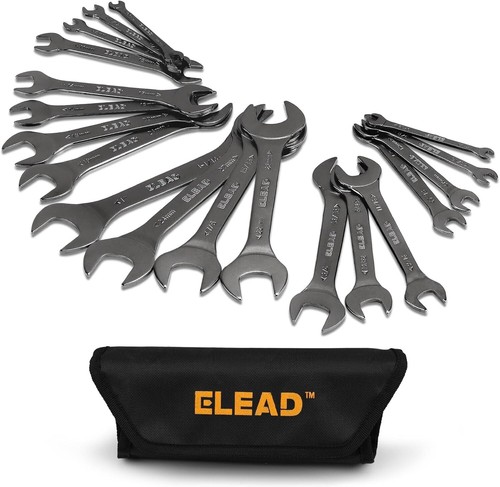 US ELEAD Super-Thin Open End Wrench Set | 19-Piece SAE & Metric Sizes ...