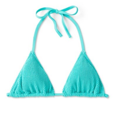 Shade & Shore Small 4-6 Textured Teal Blue Halter Triangle Bikini Swim ...