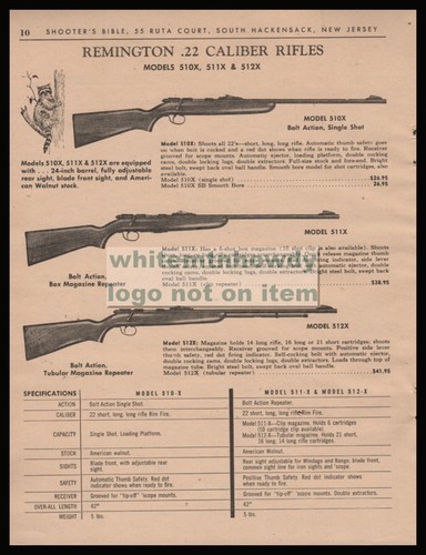 1965 REMINGTON Model 510X 511X, 512X .22 Rifle PRINT AD w/original ...