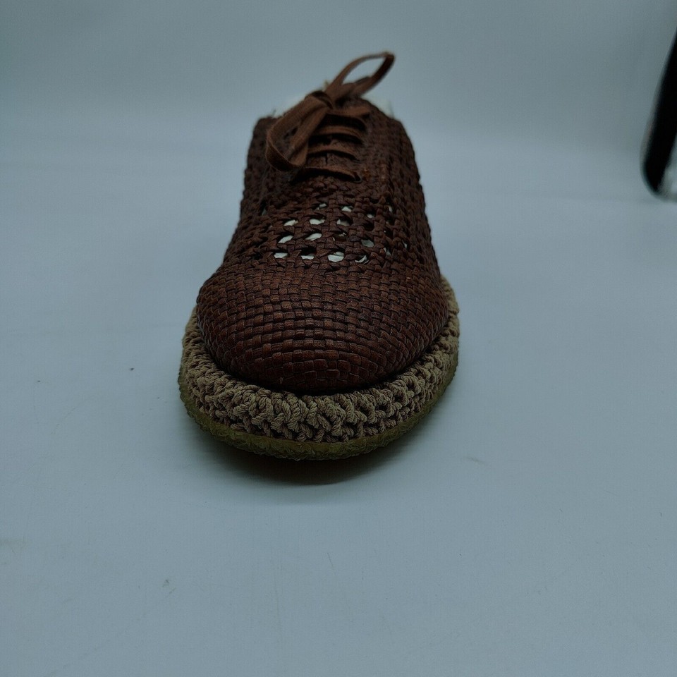 New Defect- Ferragamo Woven Brown Dress Men's Lace-up Woven Oxford ...