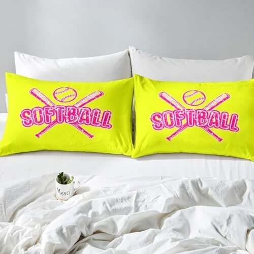 Softball Bedding Set,Ball Games Theme Comforter Cover Full 80"x90 ...
