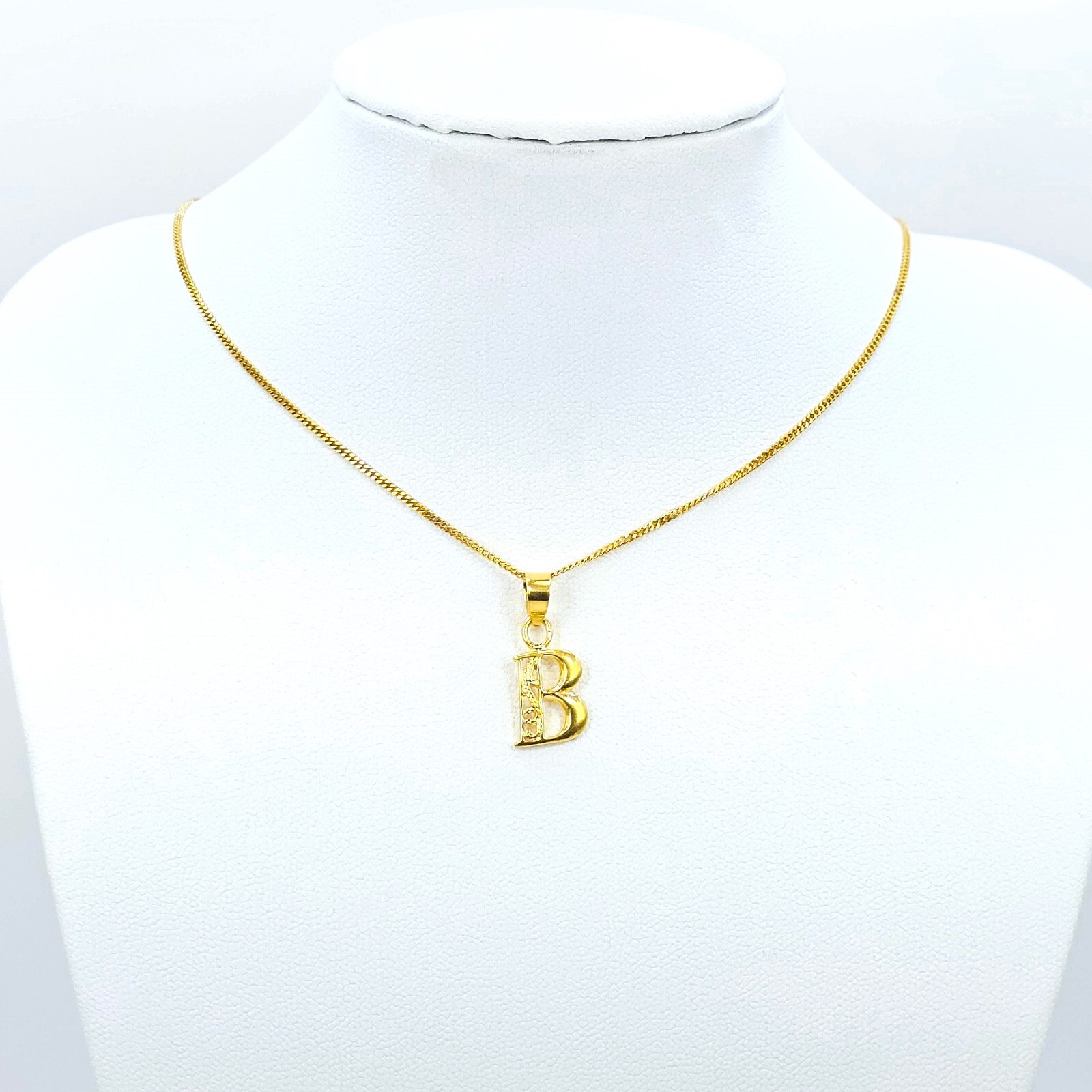 22K Solid Yellow Gold Pendant Initial Letter B Genuine Hallmark 916 ...