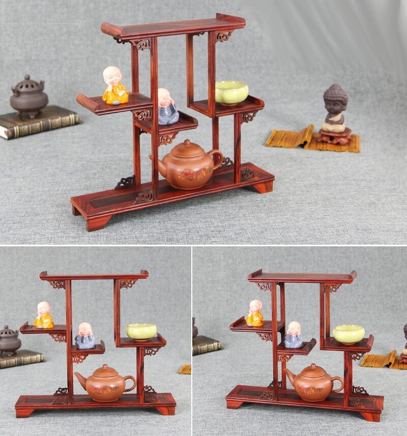 Rosewood Stand Shelf Statue Jewelry Display Holder Rack Craft Decor30.5 ...