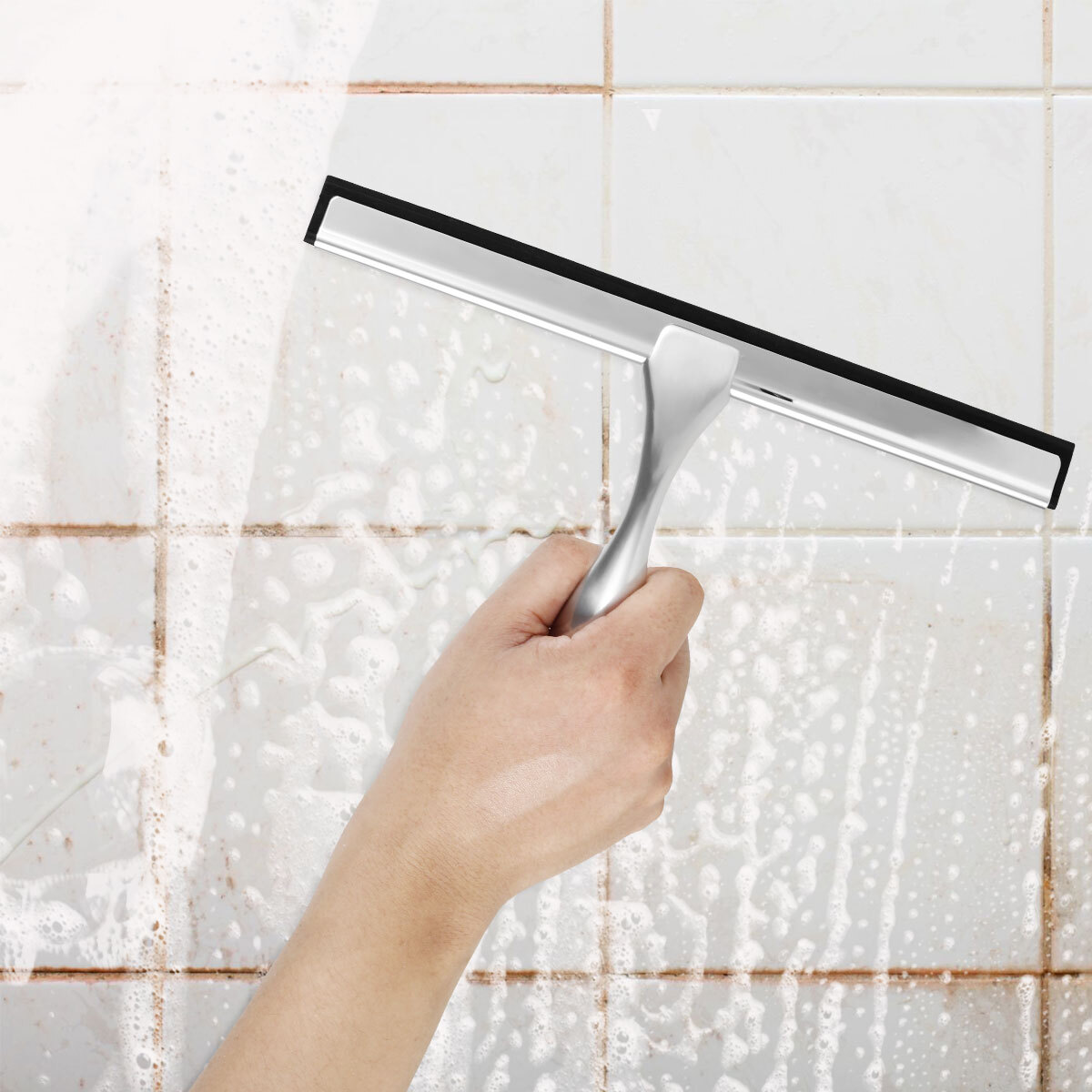 Shower Squeegee Stainless Steel Window Squeegee with Adhesive Hook ...