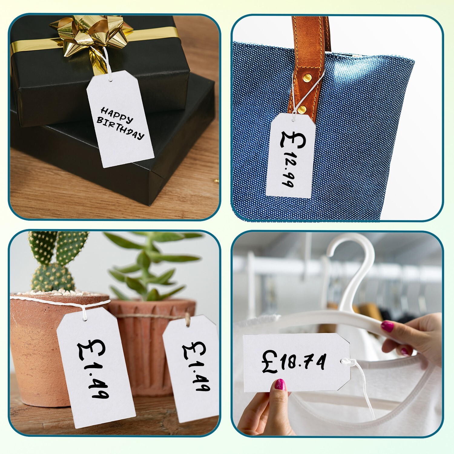 300 Pcs Price Tags with String Luggage Message Labels Tie on Bags ...