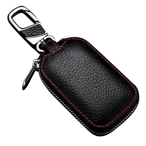 Genuine Leather Car Key Chain Bag Smart Key Holder Cover Remote Fob ...