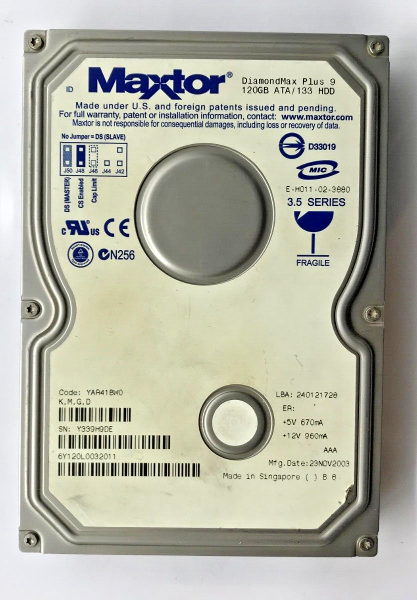 120 GB IDE FESTPLATTE MAXTOR Diamondmax Plus 9 - 133 HDD 3,5 ZOLL # ...