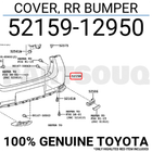 5215912950 Genuine Toyota COVER, RR BUMPER 52159-12950 | eBay