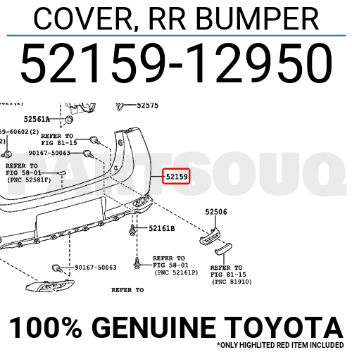 5215912950 Genuine Toyota COVER, RR BUMPER 52159-12950 | eBay