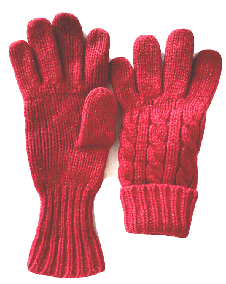 Gap 100% Wool Knitted Women Beanie Hat Long Scarf Gloves Red Warm one ...