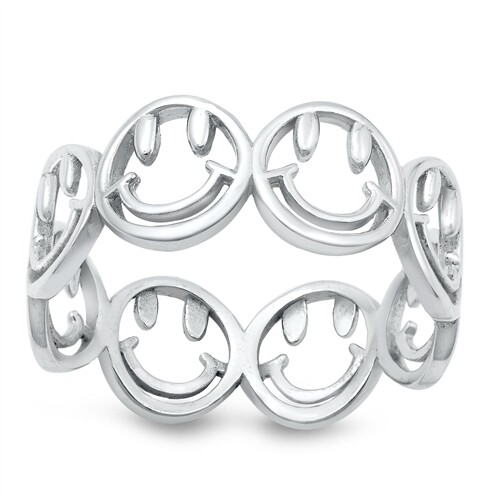 NEW! Sterling Silver 925 SILVER RING HAPPY FACE RING DESIGN SIZES 5-10 ...