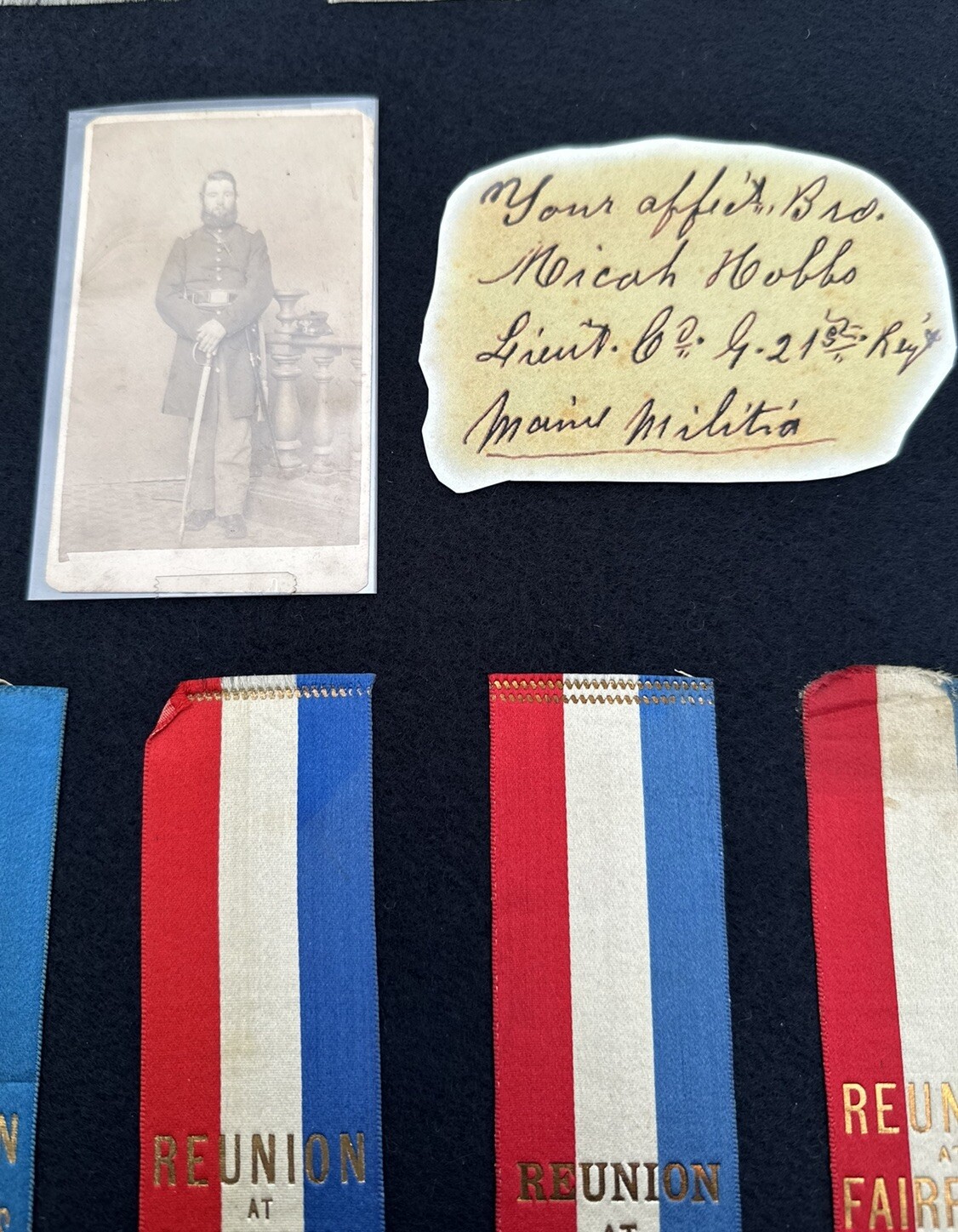 Interesting Group of Signed Cdv Lt Micah Hobbs 21st Maine and 10 ...