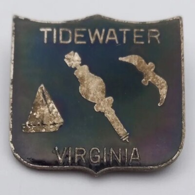 Vintage Tidewater Virginia Pinback Button Chesapeake Bay Souvenir Boat ...
