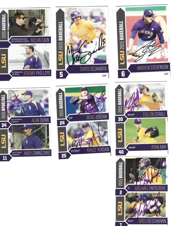2015 LSU Tigers SGA baseball cards 16 cards with 19 autographs with ...