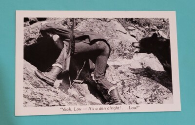 White border Postcard Bear " Yeah Lou - It's a den alright! " | eBay